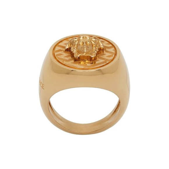 Versace | Accessories | Mens Versace Gold La Greca Medusa Ring Size 23 ...